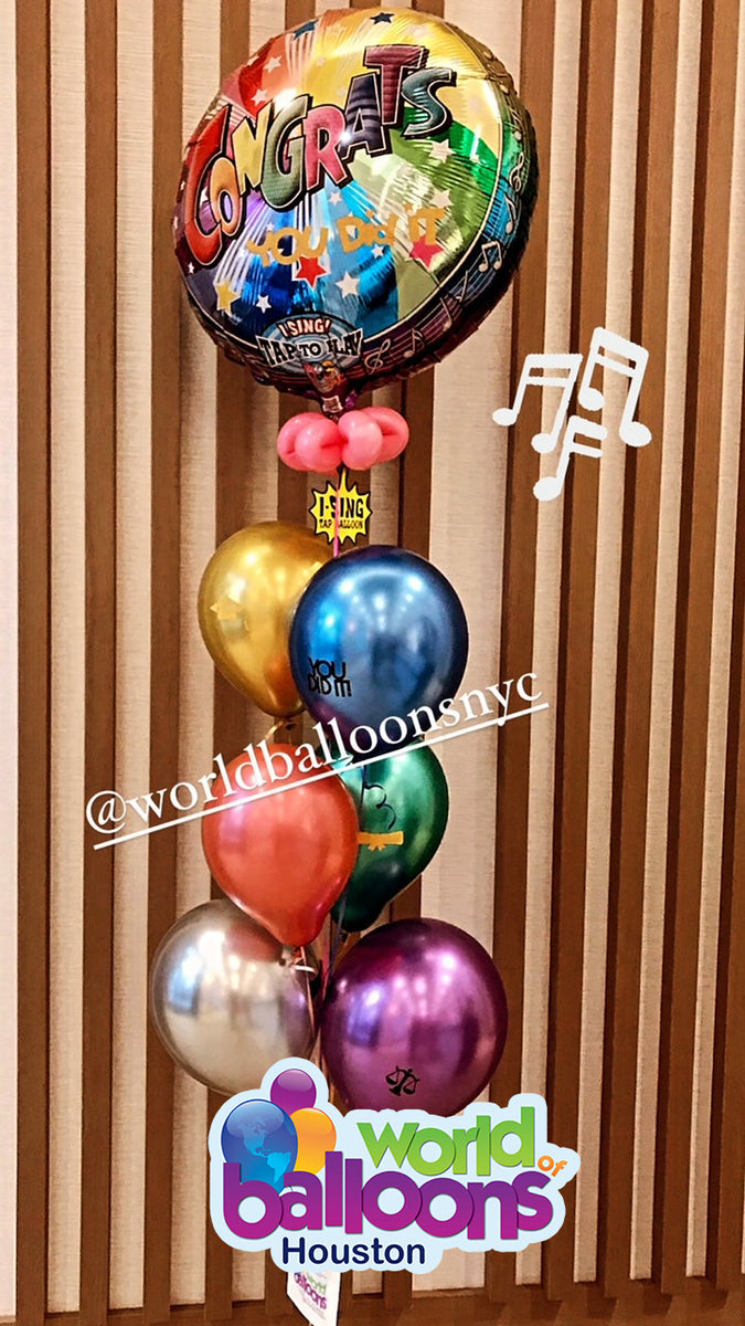 Sing a Tune - Congrats Balloon Bouquet 12 Pcs| World of Balloons Houston