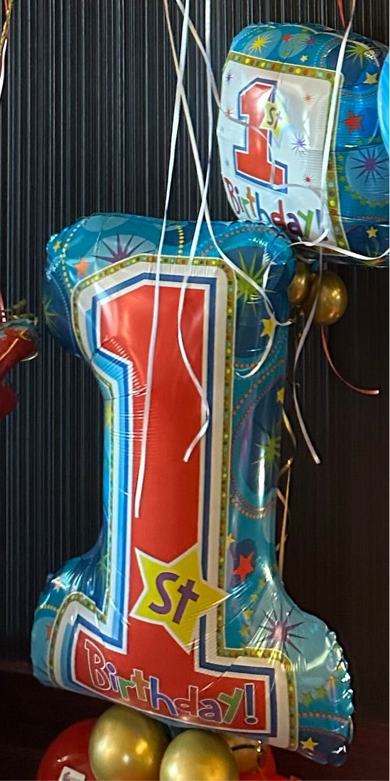1st Birthday Balloon Bouquet (Red)| World of Balloons Houston